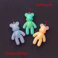 10Pcs 45*28MM Violent Bear Charms Flatback Resin Cabochons Glitter ...