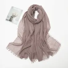 175*70cm Muslim Women Crinkle Hijab Scarf Soft Solid Cotton Head ...