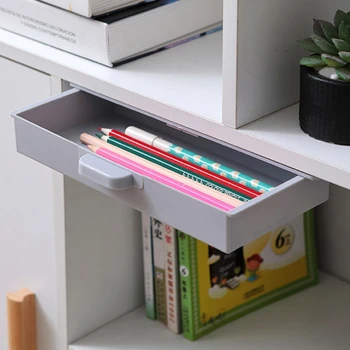 Drawer Storage Box Self Stick Pencil Tray Stand For Pens Under Desk ...