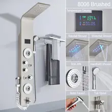 Black LED Light Shower Faucet Bathroom SPA Massage Jet Shower Column ...