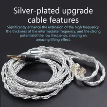 Kz 8-Core Hybrid Silver Blue Audio Cable For Zs10 Pro, Zsn Pro.