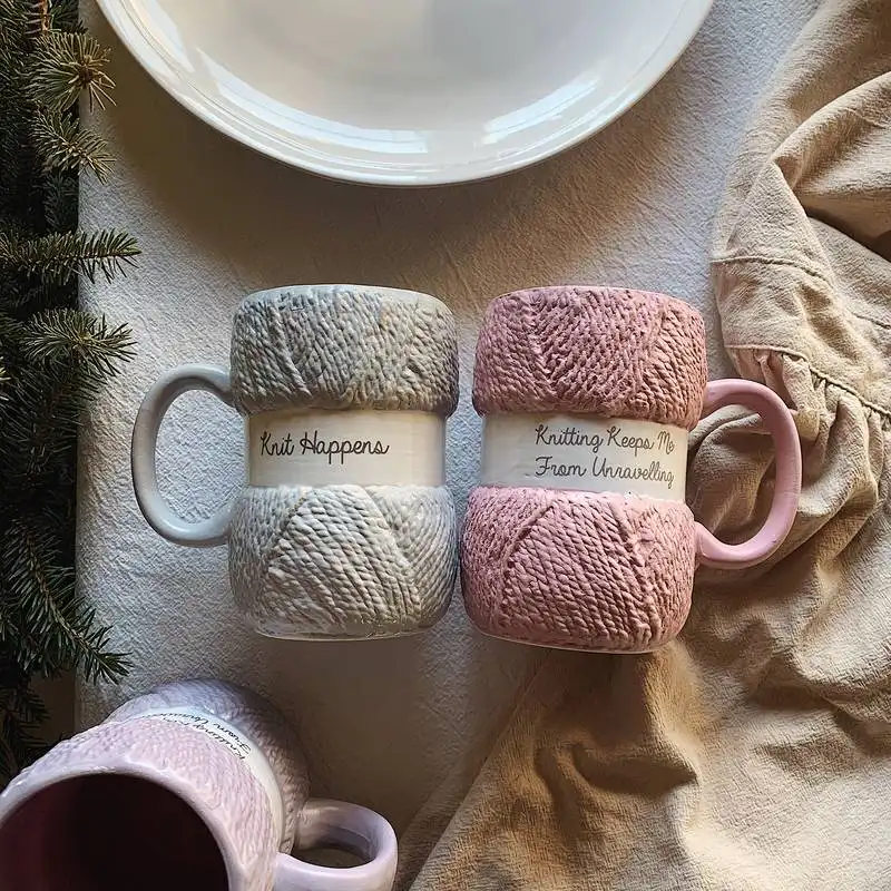 Creative, Colorful Wool Ceramic Mugs For Office And Gifts.