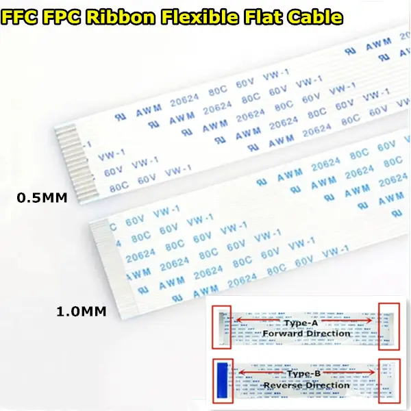 10Pcs 0.5MM FPC FFC Flexible Flat Cable A/B Type 100/200/300mm 4P 6/7/8 ...