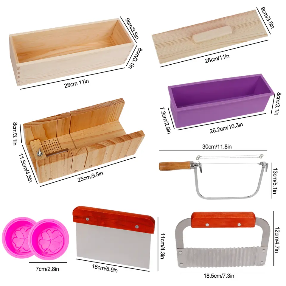9Pcs Silicone Soap Mold Set: Rectangular, Adjustable, Stainless Steel ...
