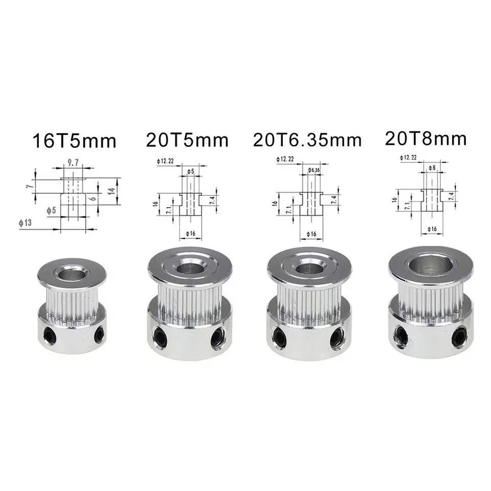 High-Quality Gt2 Pulleys For 3D Printers - 20/16 Teeth, 5Mm/8Mm Bore ...