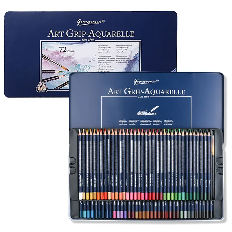 72 Colors Watercolor Pencil Triangle Water Soluble Colored Pencils Iron ...