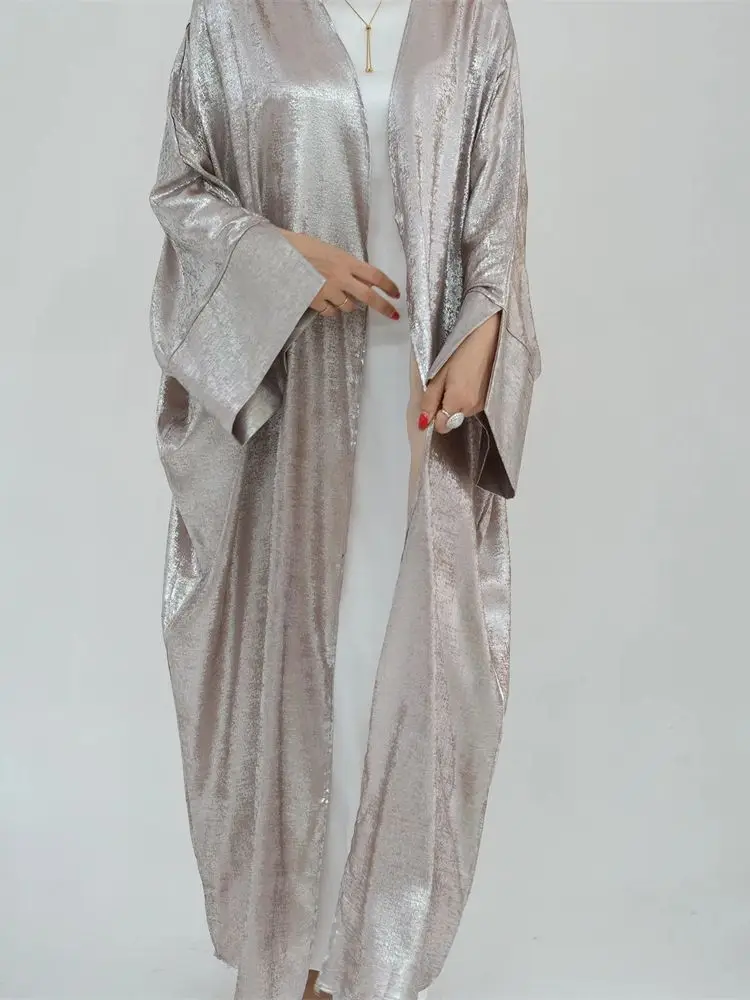 Ramadan Eid Shiny Batwing Satin Open Kimono Abaya Dubai Luxury 2024 Muslim Abayas For Women ...