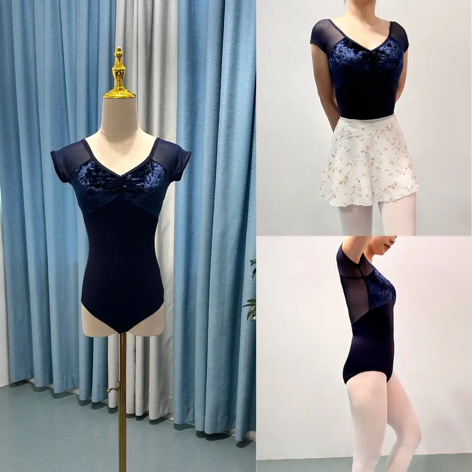 Daily Practice Ballet Dance Leotard Women Short Sleeve Team Gymnastics ...