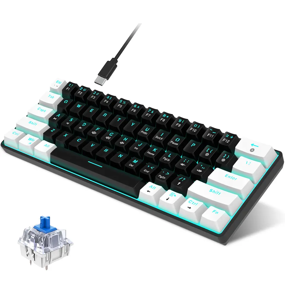 Rgb Lit Hxsj V900 Gaming Keyboard, 61-Key, Ergonomic Design, Various Modes.