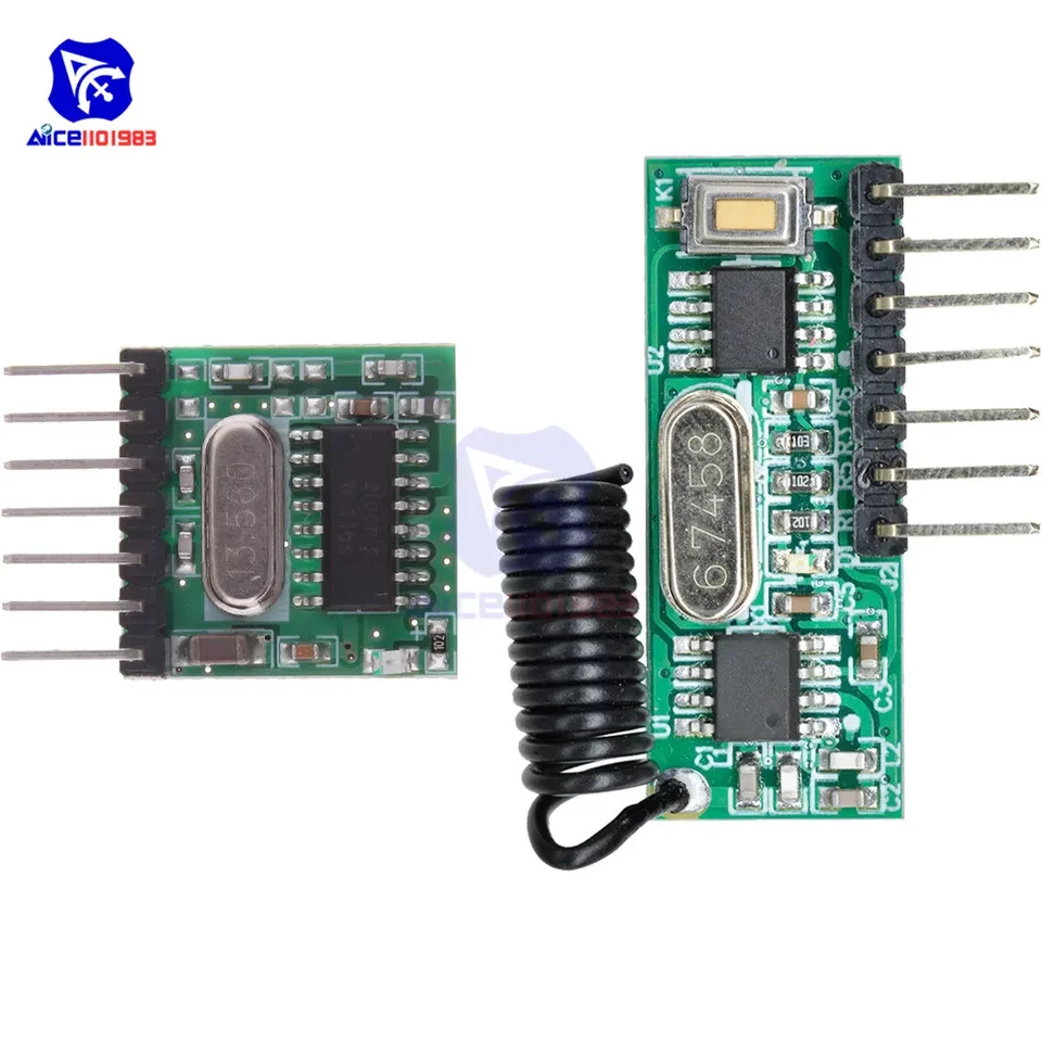 433Mhz 4-Channel Remote Control Transmitter And Receiver Module Pair.