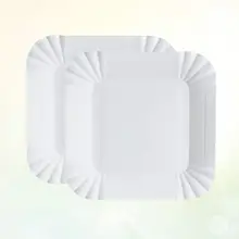 100pcs Disposable Paper Plates Square Storage Tableware Plate for Cake ...