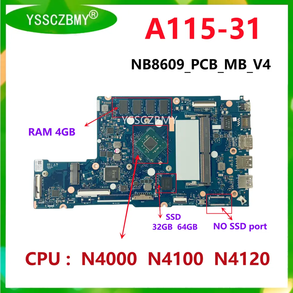 NB8609_PCB_MB_V4 MainBoard For Acer Aspire A115-31 Laptop Motherboard ...