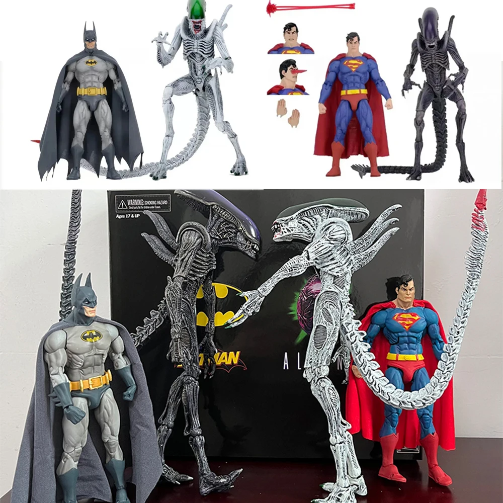 2 uds Anime Batman Superman VS Alien Xenomorph NYCC figura de acción ...
