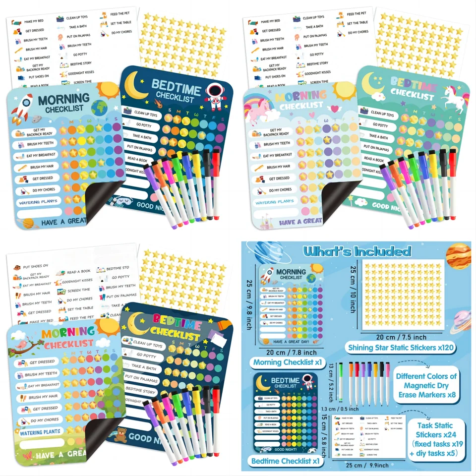 Magnetic Flip Chart For Kids' Bedtime Routine, Visual Schedule, And ...
