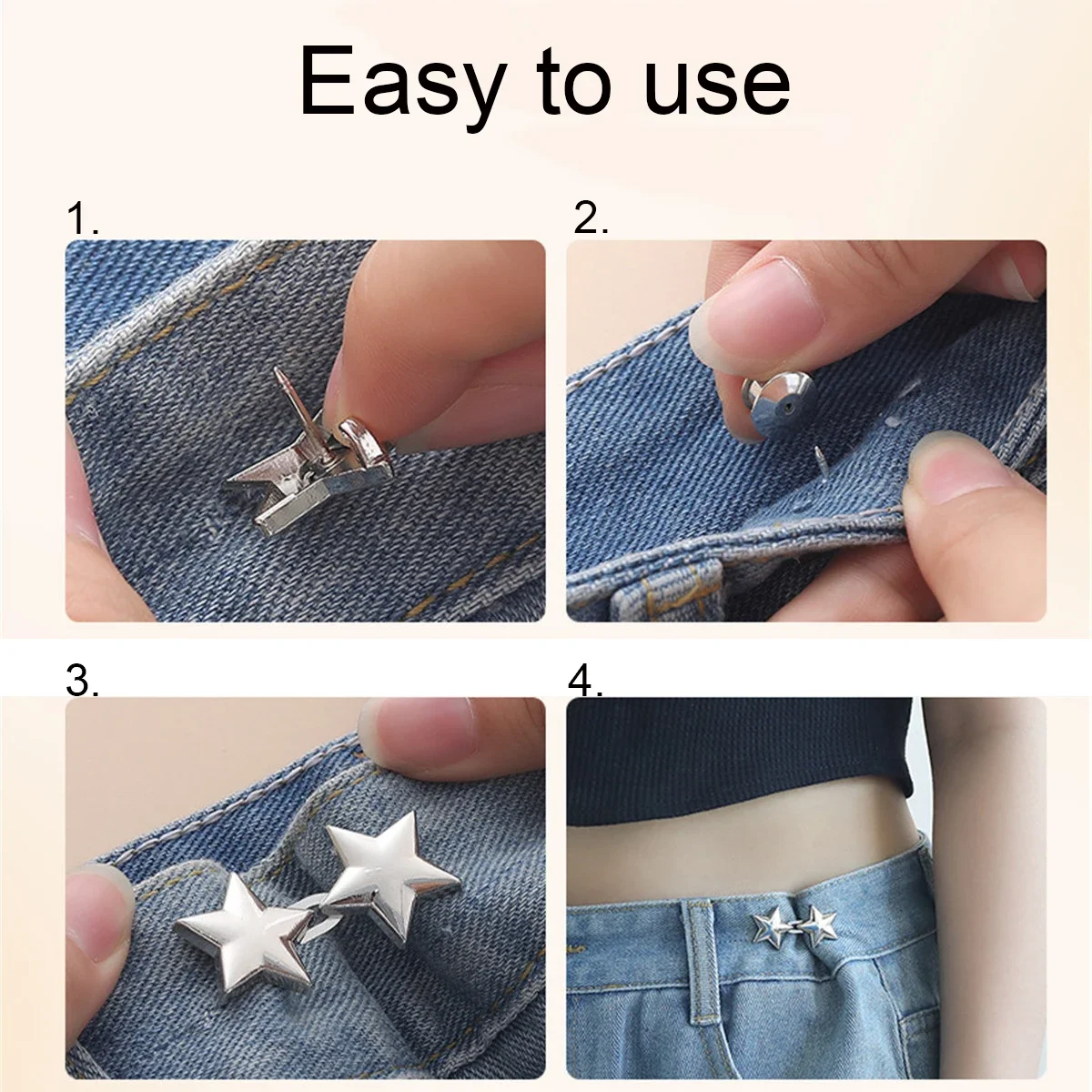 1 Pair Jeans Button Adjustable Clips for Pant Skirts Waist Tightener ...