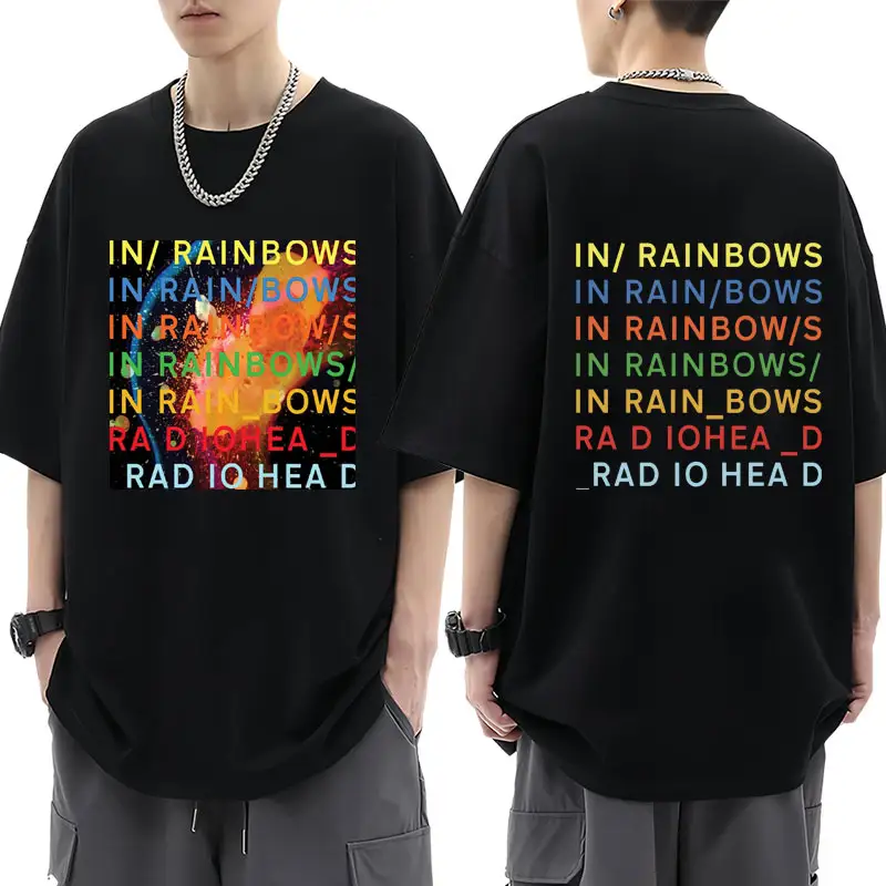 Rock Band Radiohead Rainbows Graphic T-Shirt, Men'S Oversized Hip Hop ...