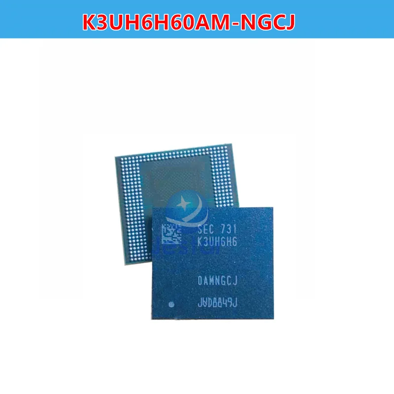 A blue integrated circuit chip with a label that includes the text ...