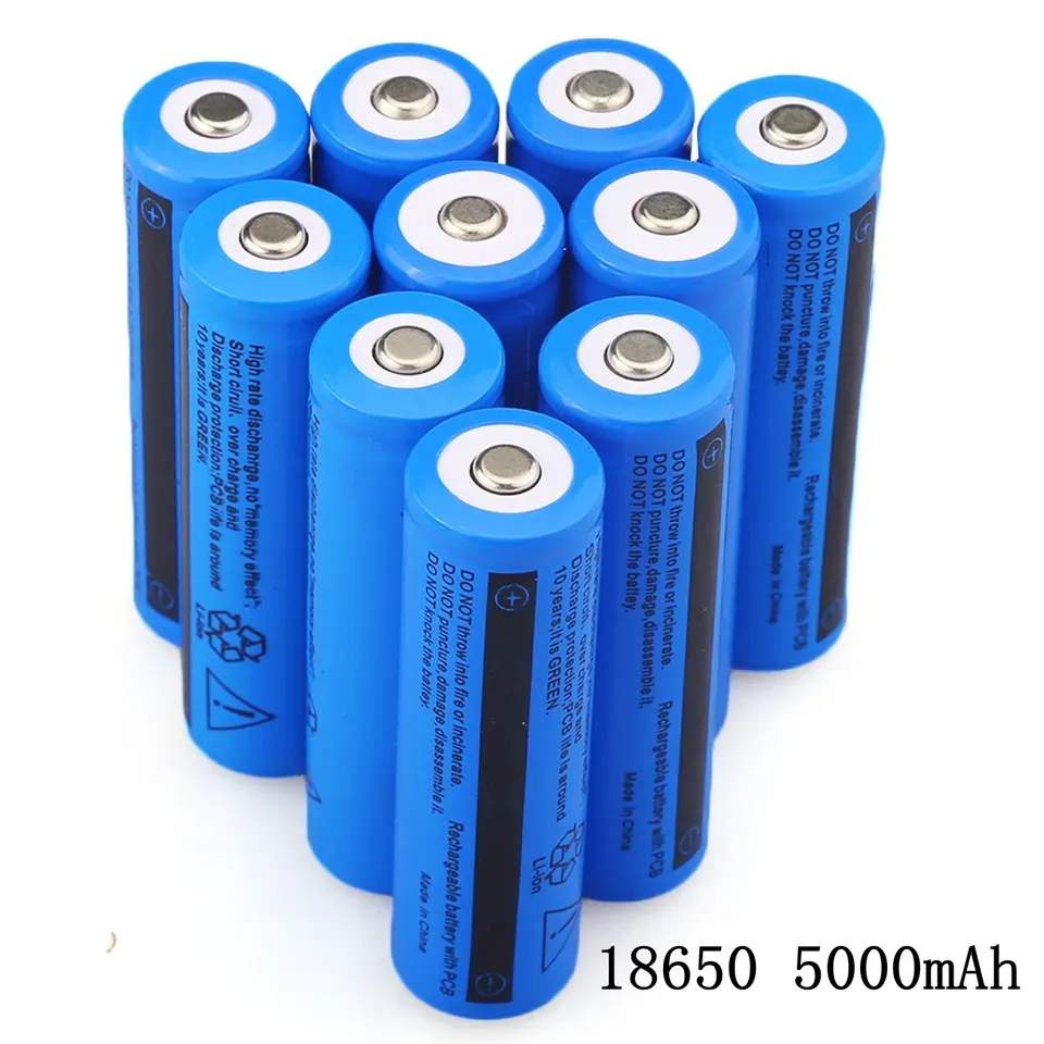High-Capacity 18650 Li-Ion Battery For Led Lights, 3.7V 5000Mah ...