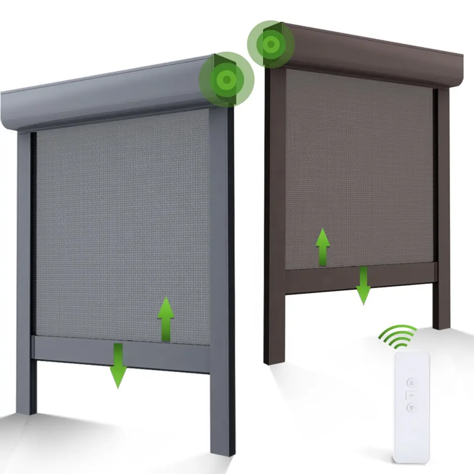 Windproof, Waterproof Motorized Roller Blinds For Outdoor Shades And ...