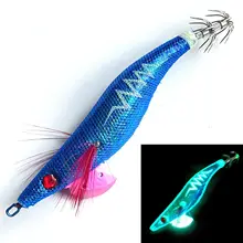 Glow Wood Shrimp Luminous Bait Squid Jigs with Octopus Squid Jig Hooks Cuttlefish Noctilucent ...