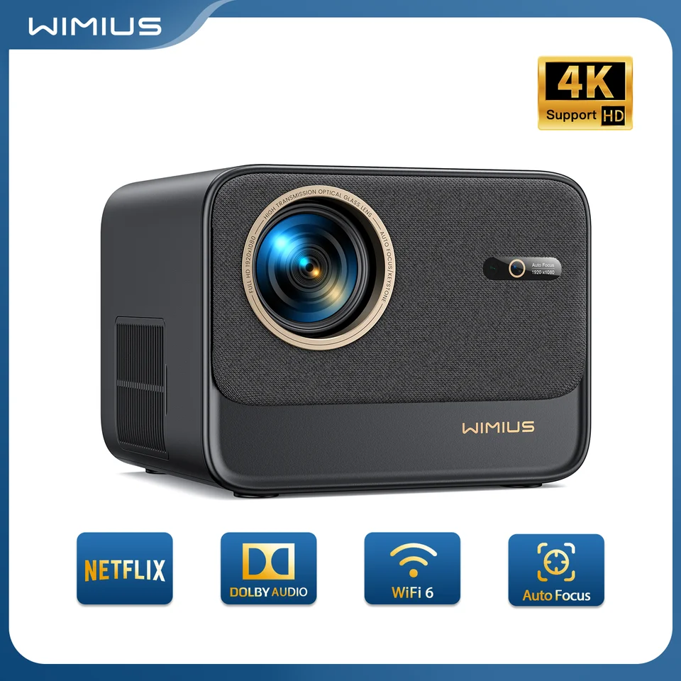 Wimius 4K Ultra Bright Projector, Auto Focus, Wifi 6, Dolby Audio