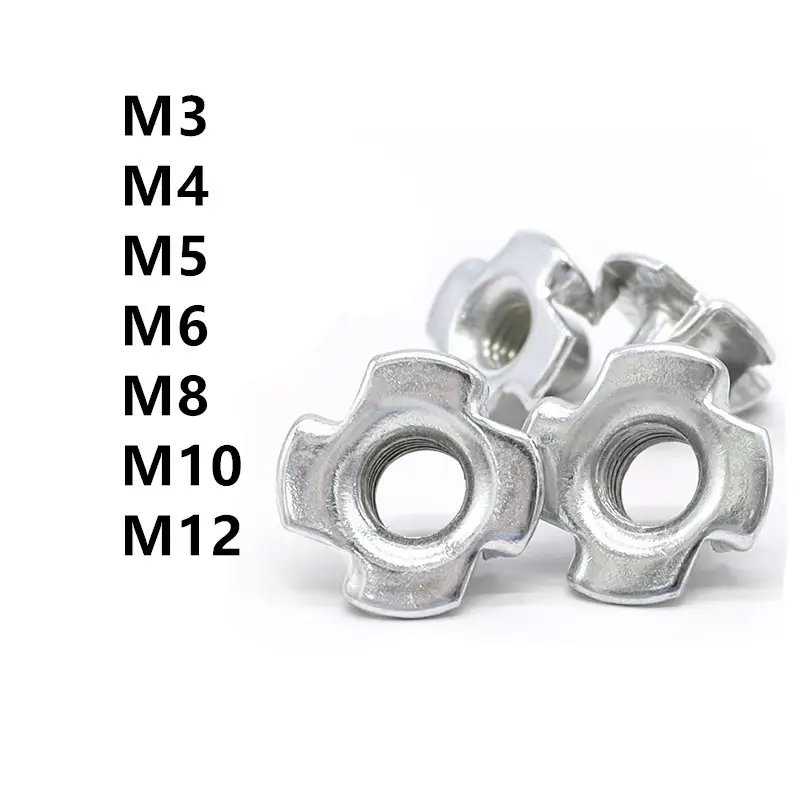 10-50pcs M3 M4 M5 M6 M8 M10 M12 Four Claws Nut Blind Pronged Insert T ...