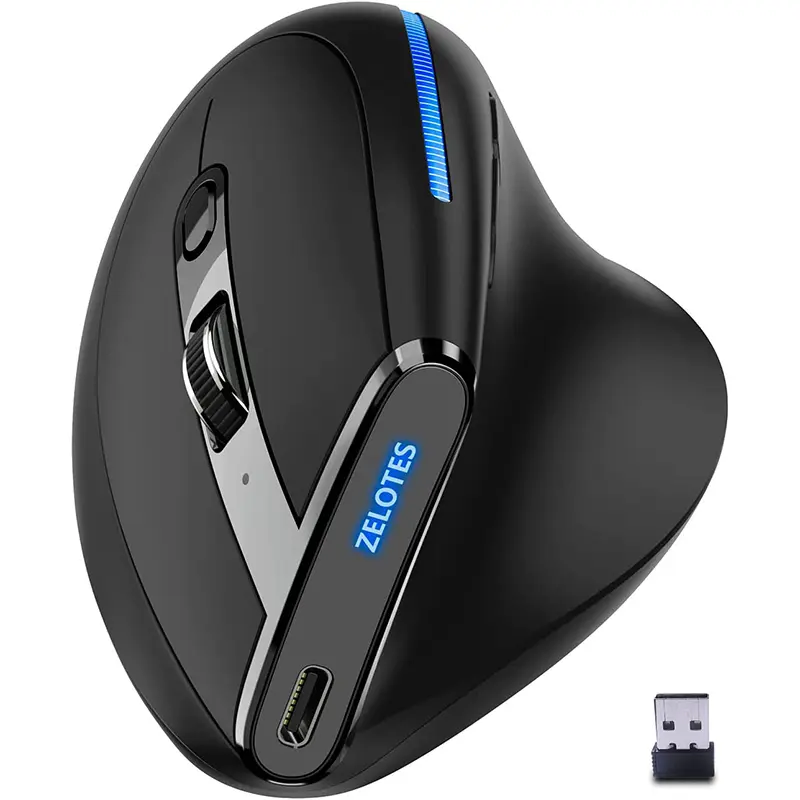 Jomaa 2.4G Wireless Ergonomic Mouse, Rechargeable, 3 Dpi Adjustable ...
