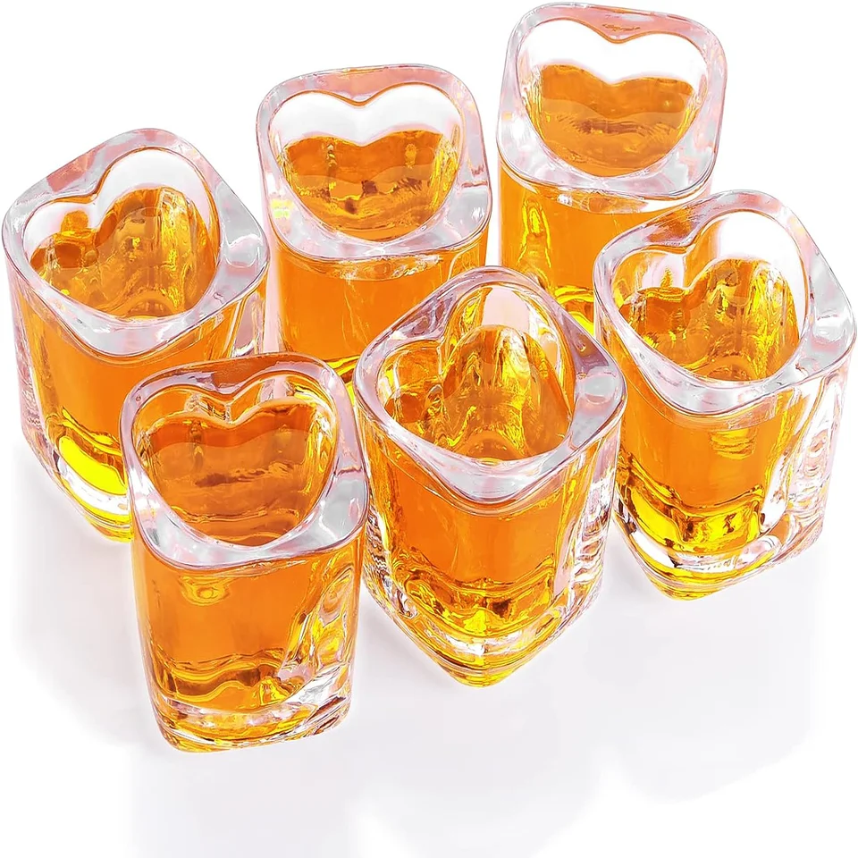 Cute Heart-Shaped Shot Glasses For Weddings And Beer, 2Oz Bulk Set
