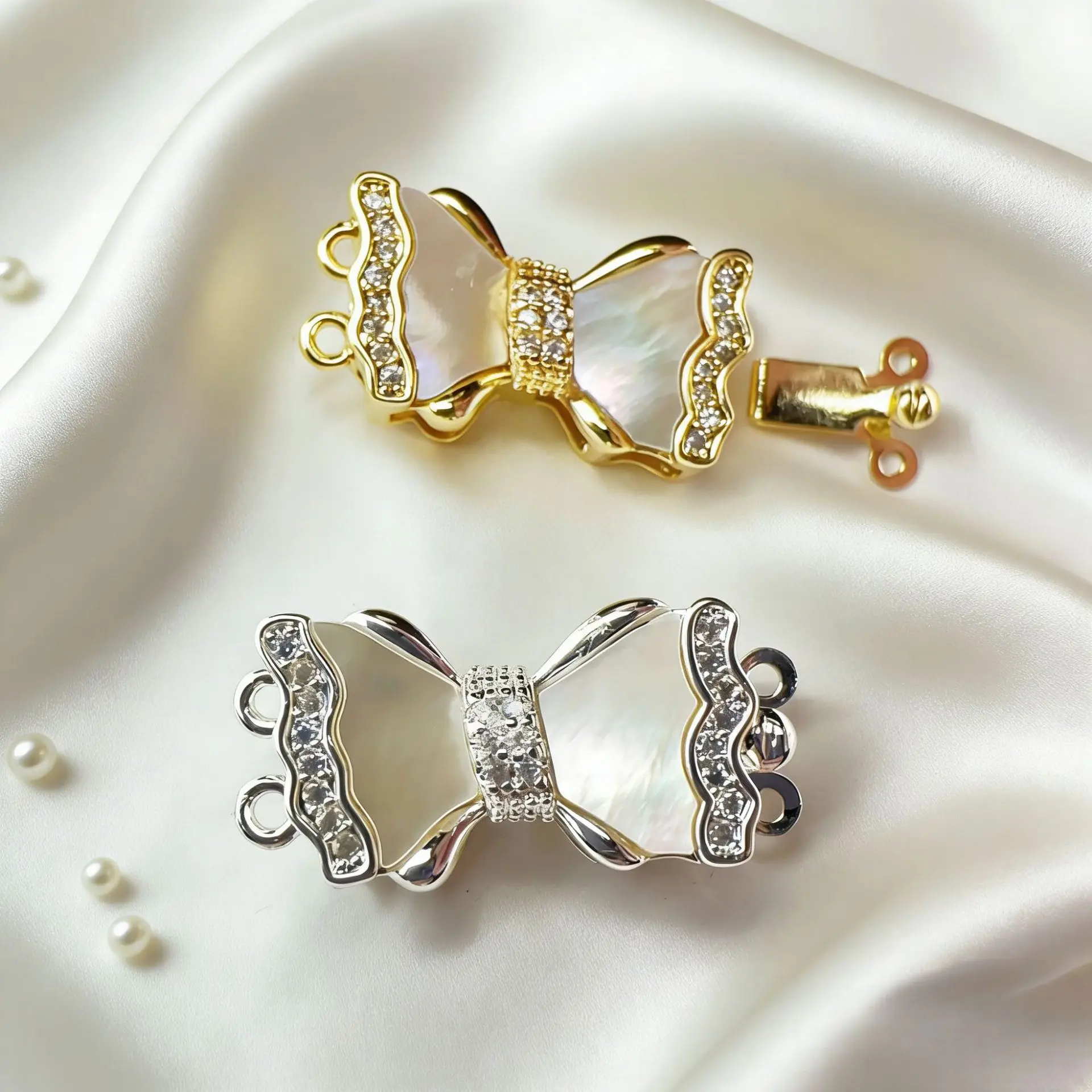 DIY Jewelry Accessories Double Row Pin Buckle Inlaid with Mother-of ...