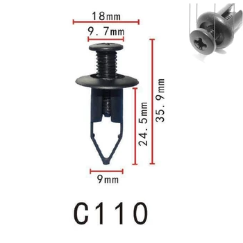 10/100x OEM 나일론 범퍼 커버 푸시 타입 리테이너 클립, Toyota Lexus 90467-09101 9046709101 용