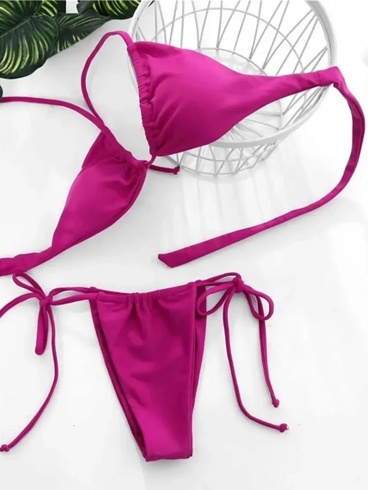 Sexy 12 Color Halter Mini Micro Thong Bikini Female Swimsuit Women ...