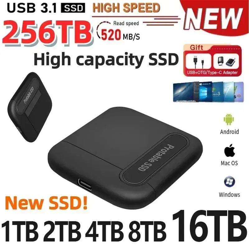 Portable 256Tb Ssd External Drive For Laptop & Pc - Super Fast Usb3.1 ...