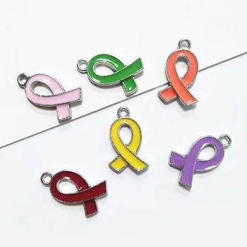 Alloy Enamel Breast Cancer Awareness Pink Ribbon Dangle Charms Pendant ...