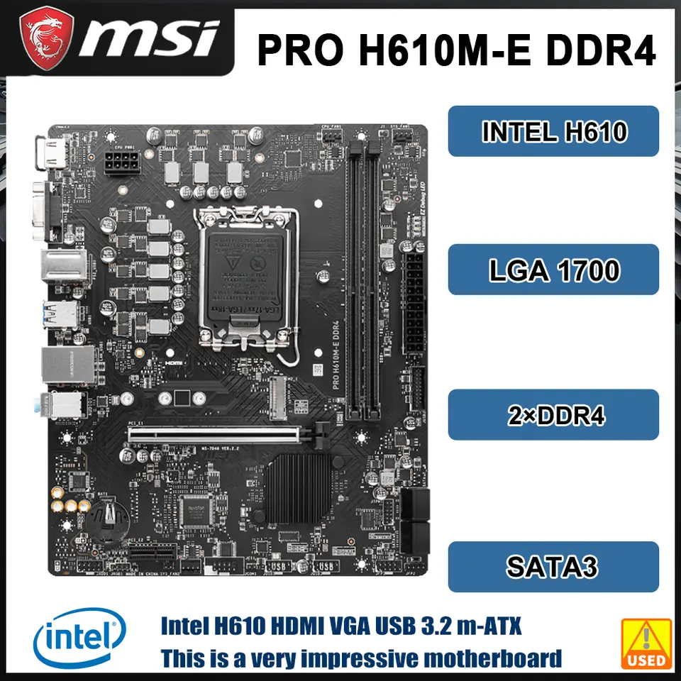 High-Performance Msi H610M-E Ddr4 Motherboard For Intel I9-14900K & I5 ...