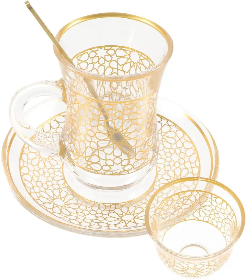 Gold Moroccan Tea Glasses Set For Women'S Parties