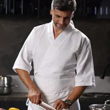 Sushi Chef Uniform 3/4 Sleeves Chef Restaurant Jacket Men Women ...