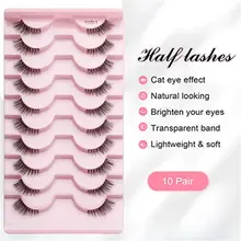Soft, Natural Cat-Eye Half Eyelashes For A Flirty Look.