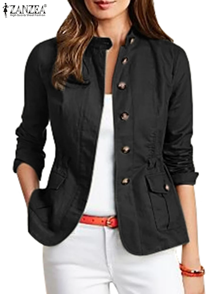 ZANZEA Fashion Autumn Long Sleeve Solid Slim Fit Coats Vintage Women ...