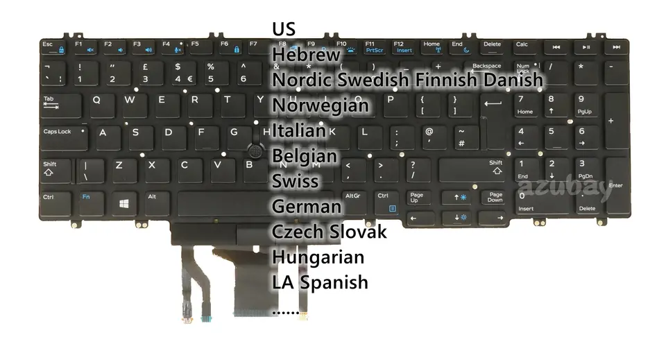 US Hebrew Nordic Swedish Finnish Danish Norwegian Keyboard For DELL ...