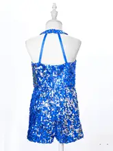 Kids Girls Shiny Sequined Bodysuit Pageant Romper Halter Sleeveless ...