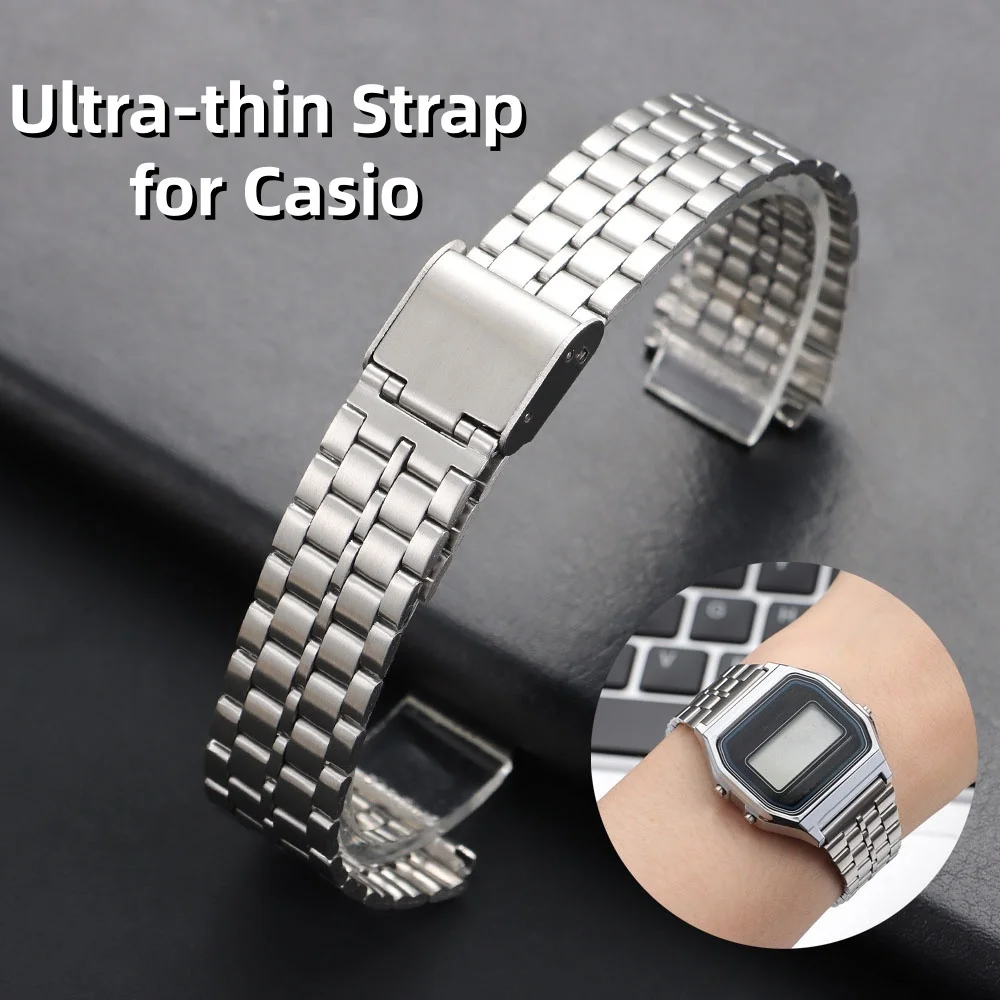 18mm Strap Unisex Stainless Steel Watch Band for CASIO F91W F105 F108 ...