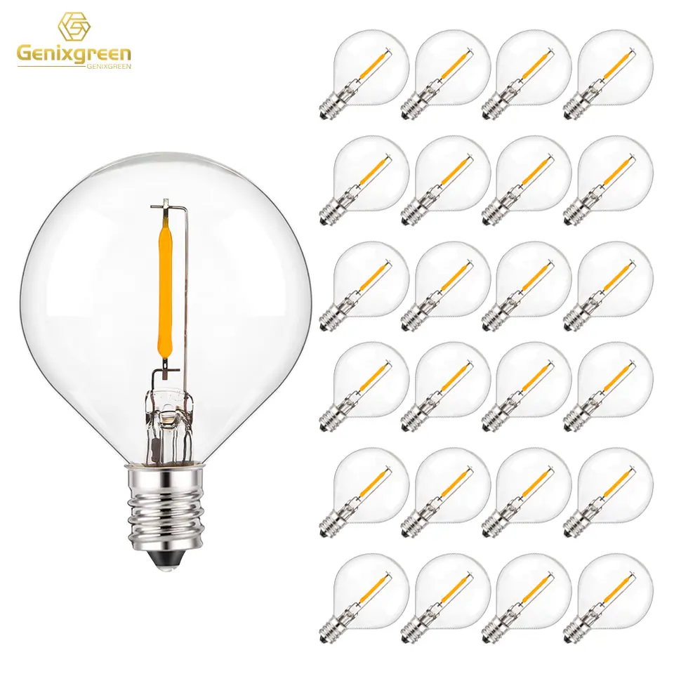 50Pcs G40 E12 Warm White Led Bulbs, 2200K, Indoor Outdoor Decor