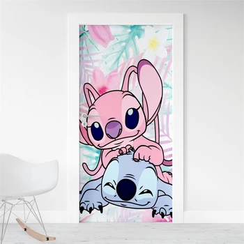 Door Stickers Stitch and Lilo Classic Style Old Door Renovation with ...