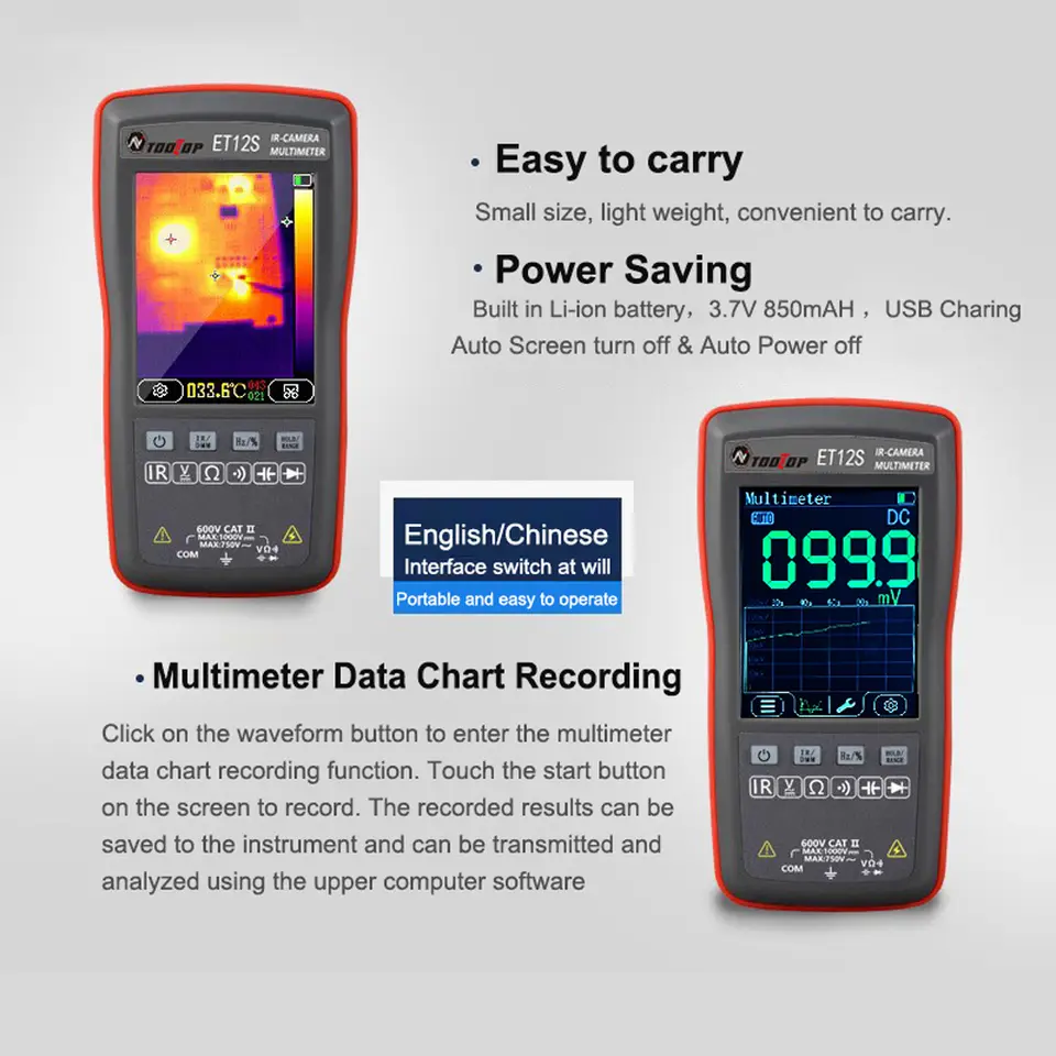High-Accuracy 2-In-1 Thermal Camera Multimeter For Electronics And ...