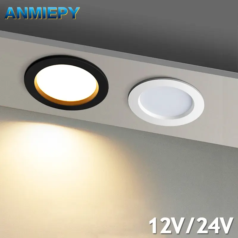 Ultra-Thin Dc 12V Led Downlight, 3W-12W, Round, Black/White, Safety 24V.