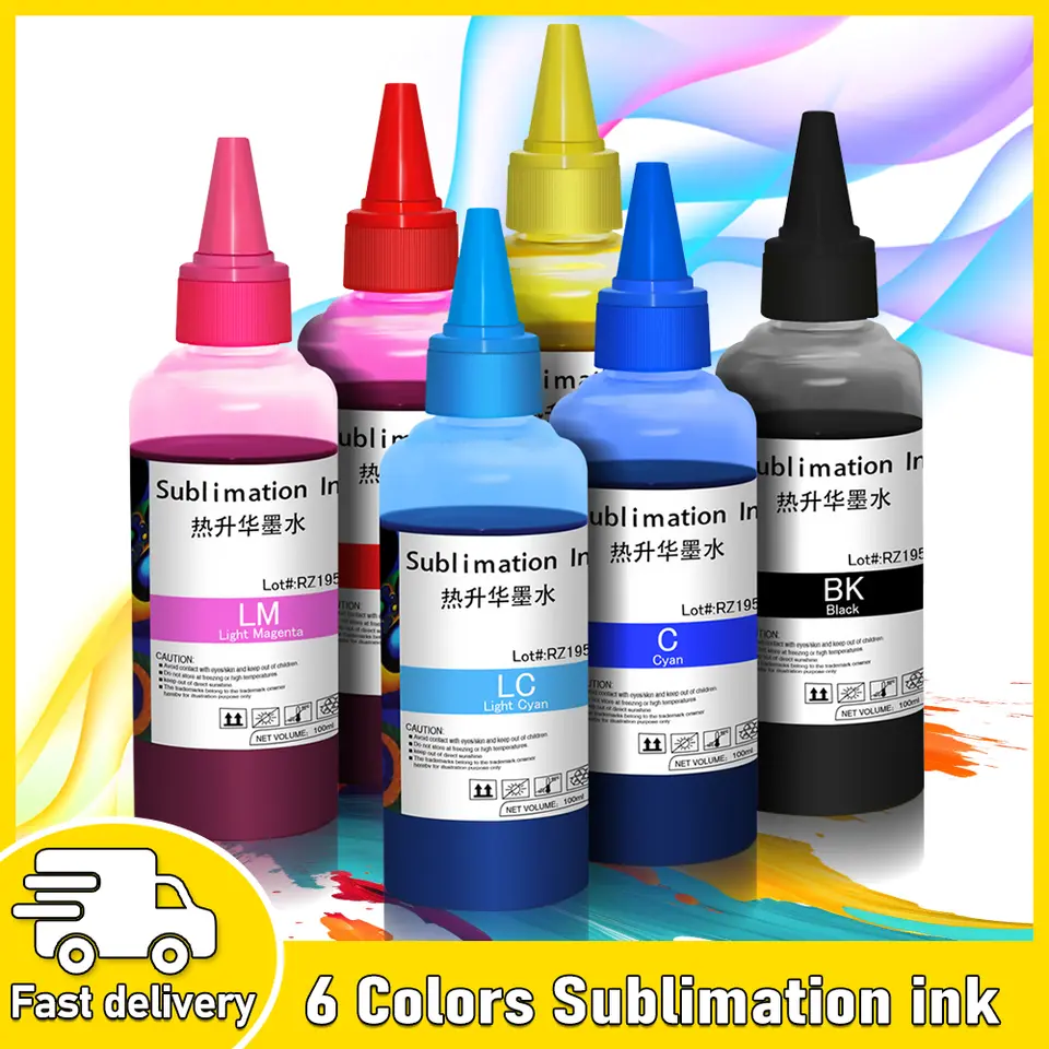 6-Color Sublimation Ink Refill For Epson Printers, 100Ml X 6.