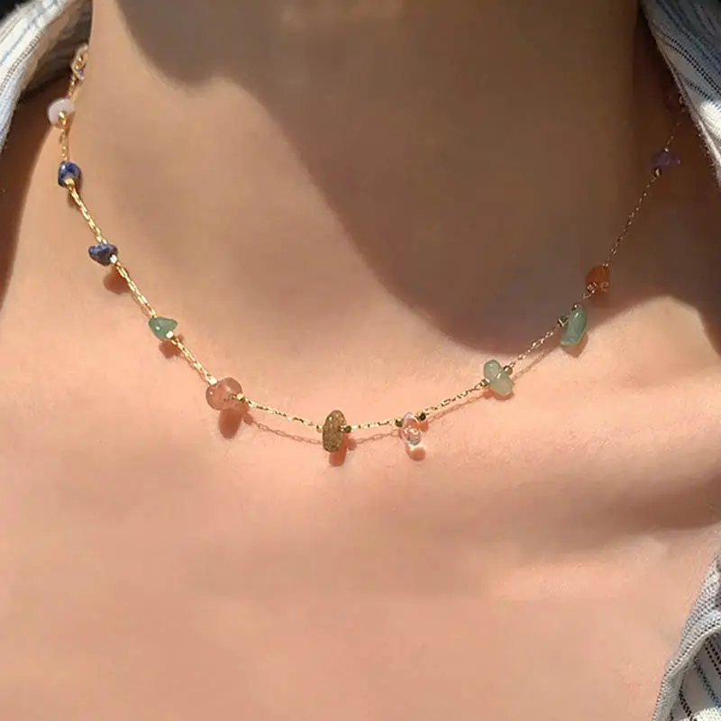 Trendy Cute Sweet Natural Stone Necklace For Women Girls Summer Simple ...