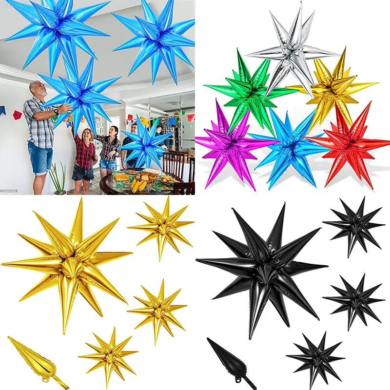 3D Exploding Star Balloons, Perfect For Birthday & Wedding Decorations.