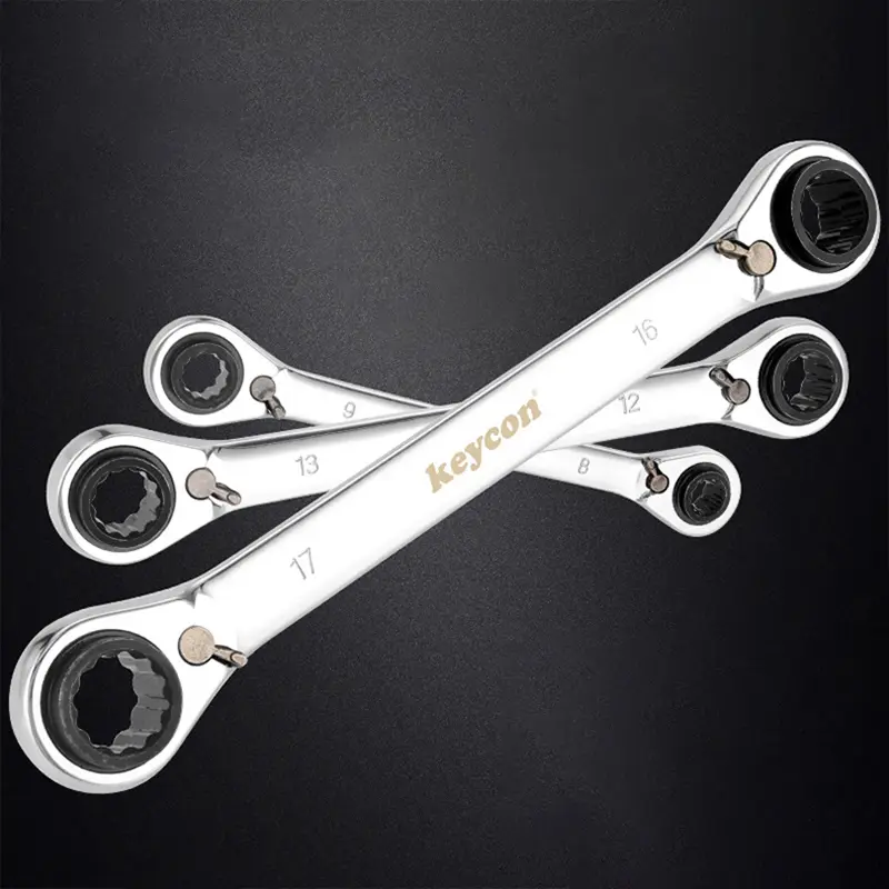 High-Quality 4-In-1 Ratchet Wrench, Double Head Spanner Gear Tools.