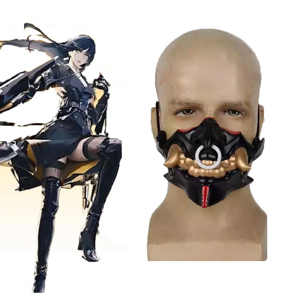 Rahu Anime Cosplay Prop Mask Black Long Straight Hair Wig Female ...